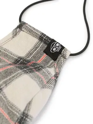 MOSTLY HEARD RARELY SEEN Check Print Face Mask - White