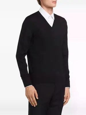 Prada Knitted V-neck Sweater - Black