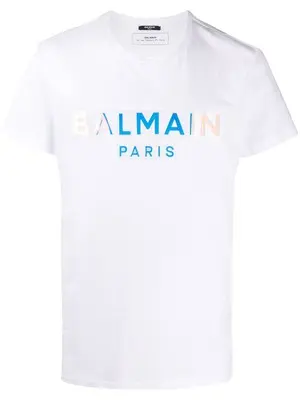 Balmain Holographic Logo T-Shirt In White - 40% Off | Editorialist
