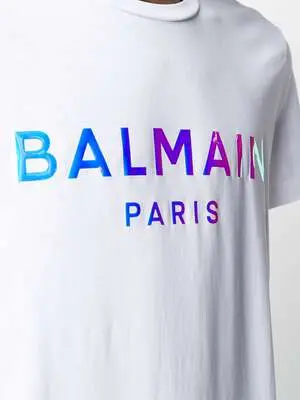 Balmain Holographic Logo T-Shirt In White - 40% Off | Editorialist