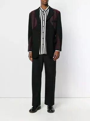 Comme Des Garçons Striped-panel Wool Blazer