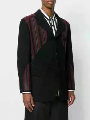 Comme Des Garçons Striped-panel Wool Blazer