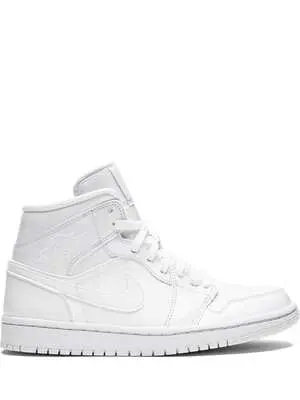 JORDAN Air 1 Mid Triple Patent Leather Sneakers - White