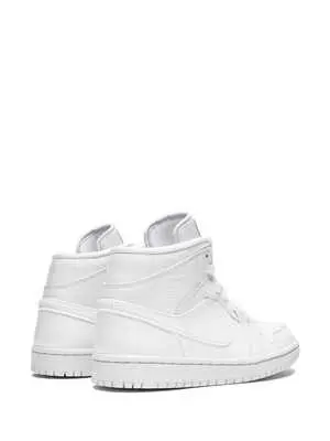JORDAN Air 1 Mid Triple Patent Leather Sneakers - White