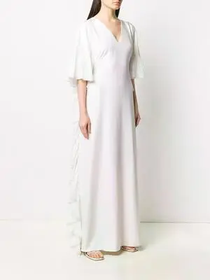 Alberta Ferretti Pleated Ruffle Maxi Gown