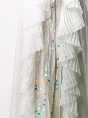 Alberta Ferretti Pleated Ruffle Maxi Gown