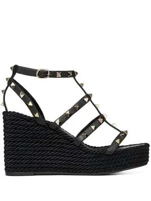 Valentino Garavani 95mm Rockstud Wedge Sandals
