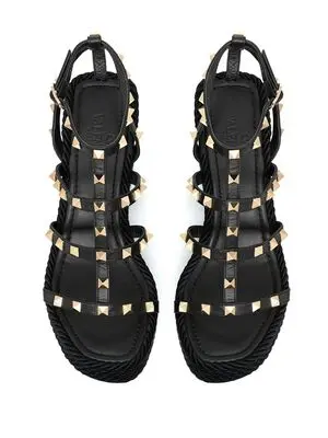 Valentino Garavani 95mm Rockstud Wedge Sandals