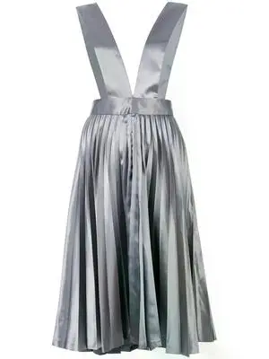 Comme Des Garçons Pleated Metallic Knee Length Skirt