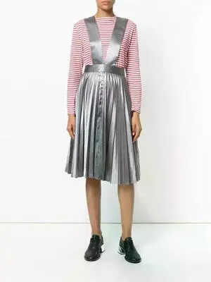 Comme Des Garçons Pleated Metallic Knee Length Skirt