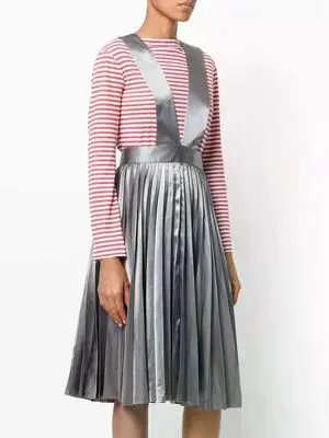 Comme Des Garçons Pleated Metallic Knee Length Skirt
