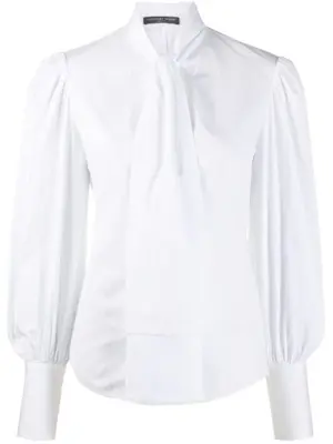 Alexander McQueen-Tie-neck Cotton Blouse