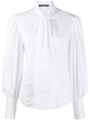 Alexander McQueen-Tie-neck Cotton Blouse