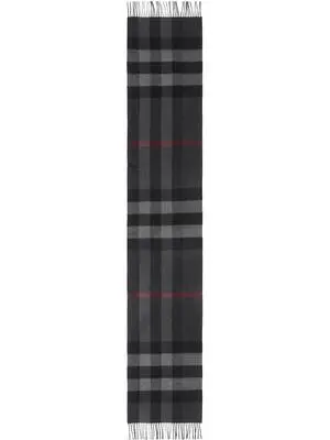 Burberry Plaid-check Fringed Cashmere Scarf