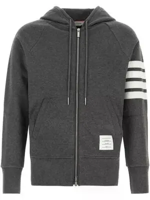 Thom Browne Loopback 4-bar Zip-up Hoodie - Grey