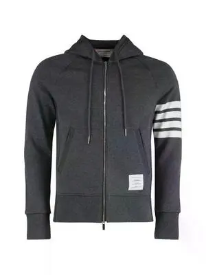 Thom Browne Loopback 4-bar Zip-up Hoodie - Grey