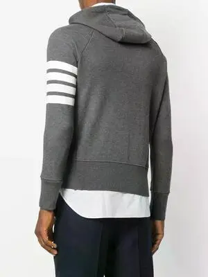 Thom Browne Loopback 4-bar Zip-up Hoodie - Grey