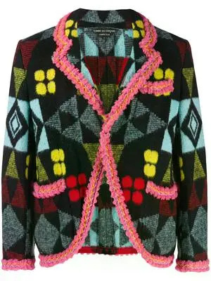 Comme Des Garçons Contrast-trim Patterned Jacket - Black