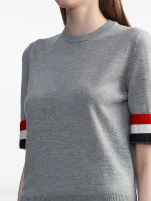 Thom Browne Rwb Stripe Crew-neck Top - Grey