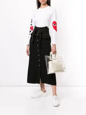 Play Comme Des Garcon Logo-print Crew Neck Top - White
