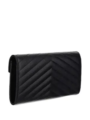Saint Laurent Large Cassandre Matelassé Flap Wallet - Black