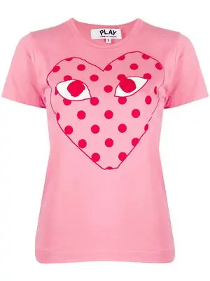 Play Comme Des Garcon Polk-dot Print T-shirt - Pink