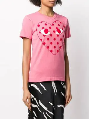 Play Comme Des Garcon Polk-dot Print T-shirt - Pink