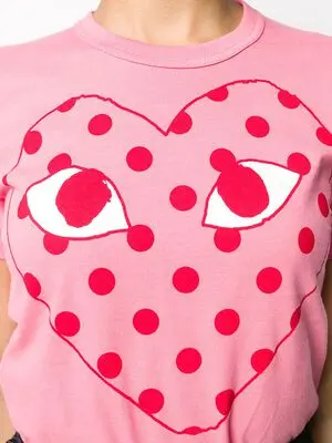 Play Comme Des Garcon Polk-dot Print T-shirt - Pink