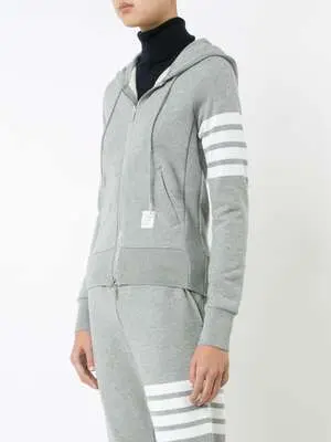 Thom Browne Classic Loopback 4-bar Zip Hoodie - Grey