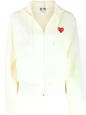 Play Comme Des Garcon Heart-patch Hoodie - White