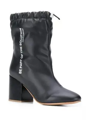 F_WD Leather Drawstring Ankle Boots