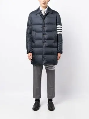 Thom Browne 4-bar Matte Nylon Bal Collar Overcoat