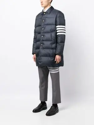 Thom Browne 4-bar Matte Nylon Bal Collar Overcoat