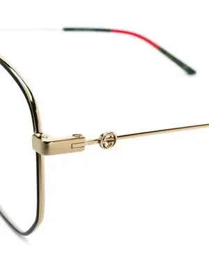 Gucci Hexagonal-frame Glasses With Web Detail