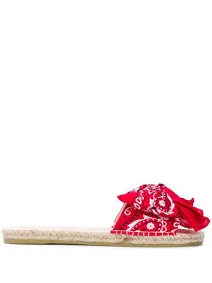 Manebí Scarf Tied Slides - Red