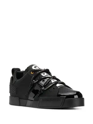 Dolce & Gabbana Portofino Patent Leather Sneakers - Black