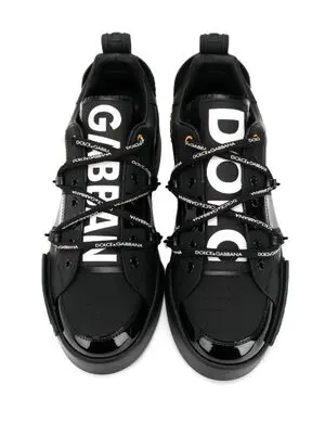 Dolce & Gabbana Portofino Patent Leather Sneakers - Black