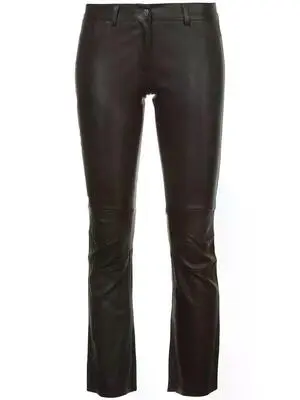 SYLVIE SCHIMMEL Cropped Lambskin Trousers - Brown