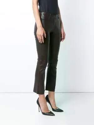 SYLVIE SCHIMMEL Cropped Lambskin Trousers - Brown