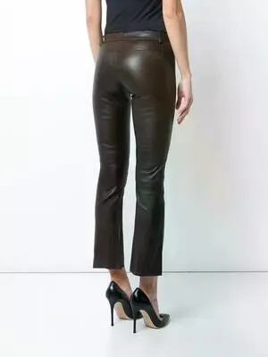 SYLVIE SCHIMMEL Cropped Lambskin Trousers - Brown