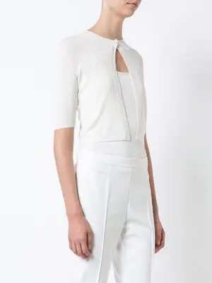 Akris Cropped Wool Cardigan - White