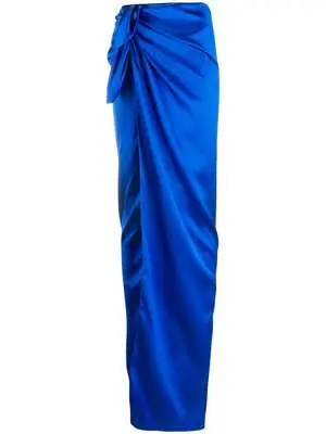 Balenciaga Satin Wrap Maxi Skirt - Blue