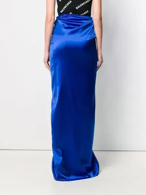 Balenciaga Satin Wrap Maxi Skirt - Blue
