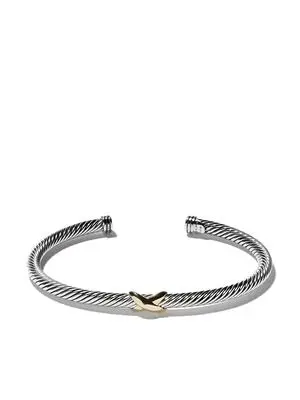 David Yurman David Yurman 18kt Yellow Gold And Sterling Silver Classic Cable Station Bracelet (4mm) S8