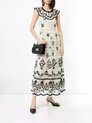 Red Valentino Floral Embroidered Maxi Dress
