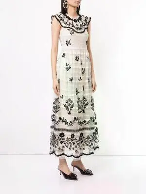 Red Valentino Floral Embroidered Maxi Dress