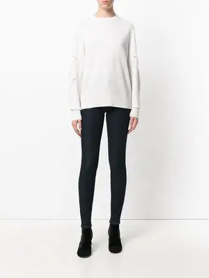 BARRIE Cashmere Round Neck Pullover - White