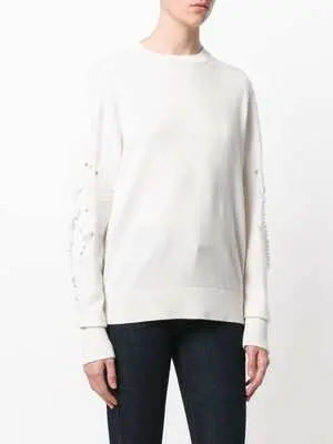 BARRIE Cashmere Round Neck Pullover - White
