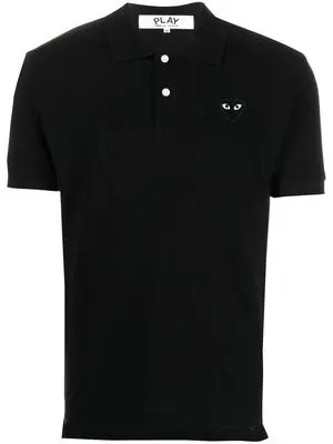 Play Comme Des Garcon Embroidered Logo Polo Shirt - Black