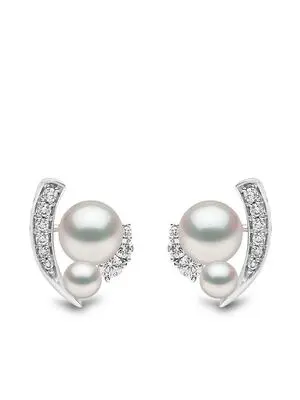Yoko London 18kt White Gold Freshwater Pearl And Diamond Earrings